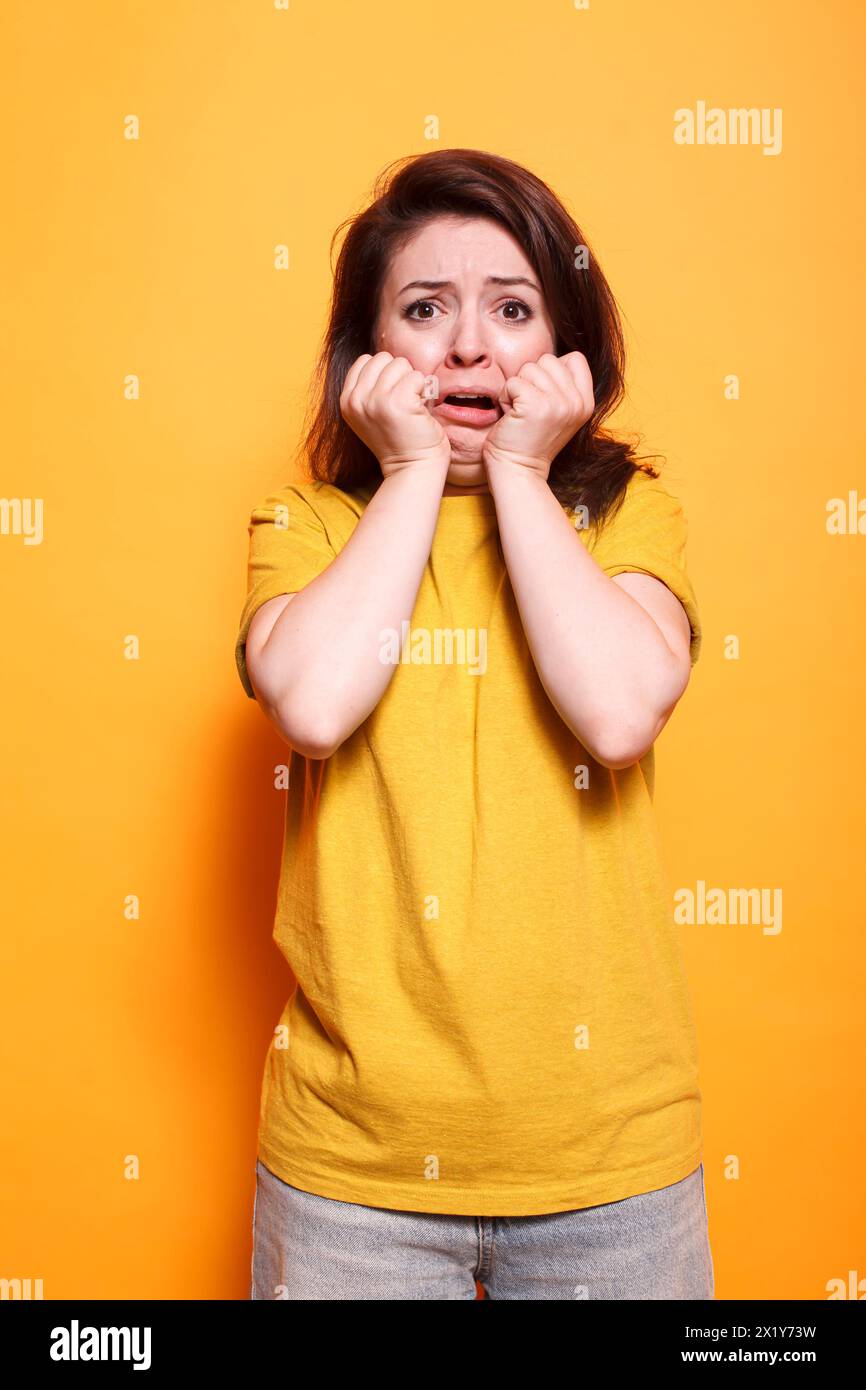 Young woman who shocked hi-res stock photography and images - Alamy