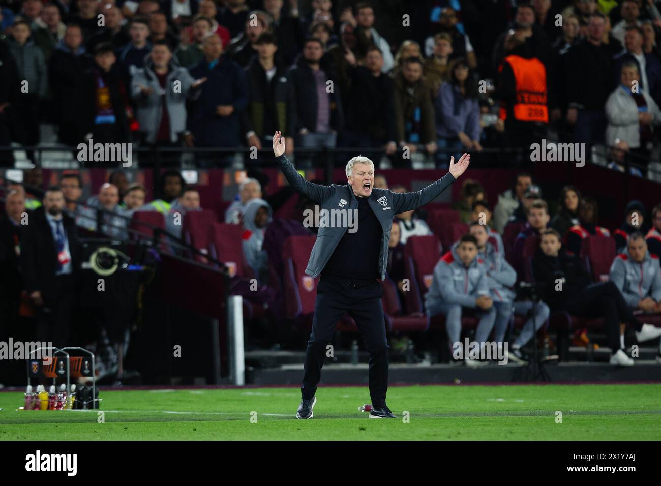 LONDON, UK - 18th Apr 2024: West Ham United manager David Moyes reacts ...