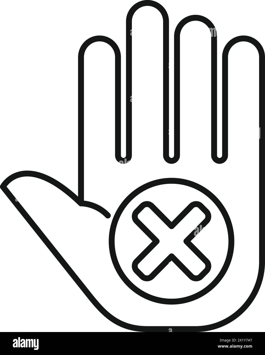Stop rejected palm icon outline vector. Check notice. Legal exclamation ...