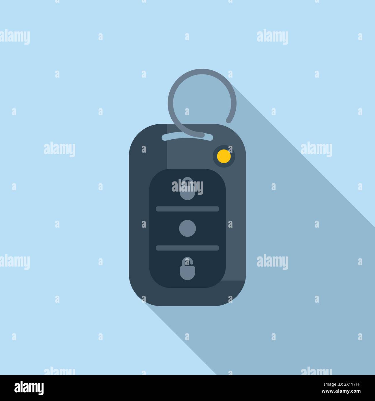 Alarm Auto System Icon Flat Vector Smart Key Security Control Access