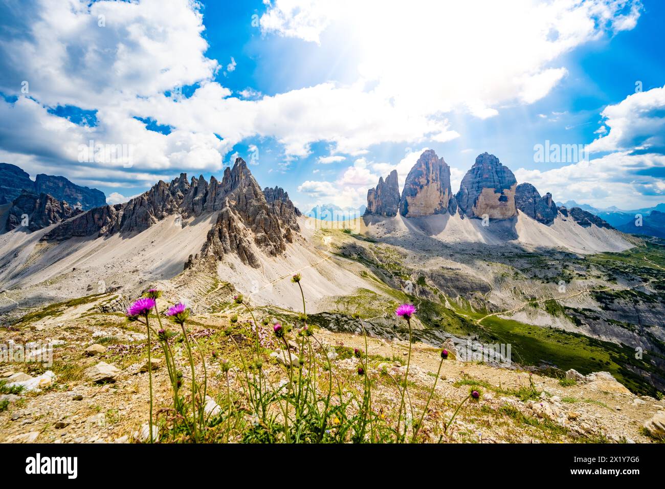 Description: View on beautiful moiuntain range of Monte Paterno and Tre ...