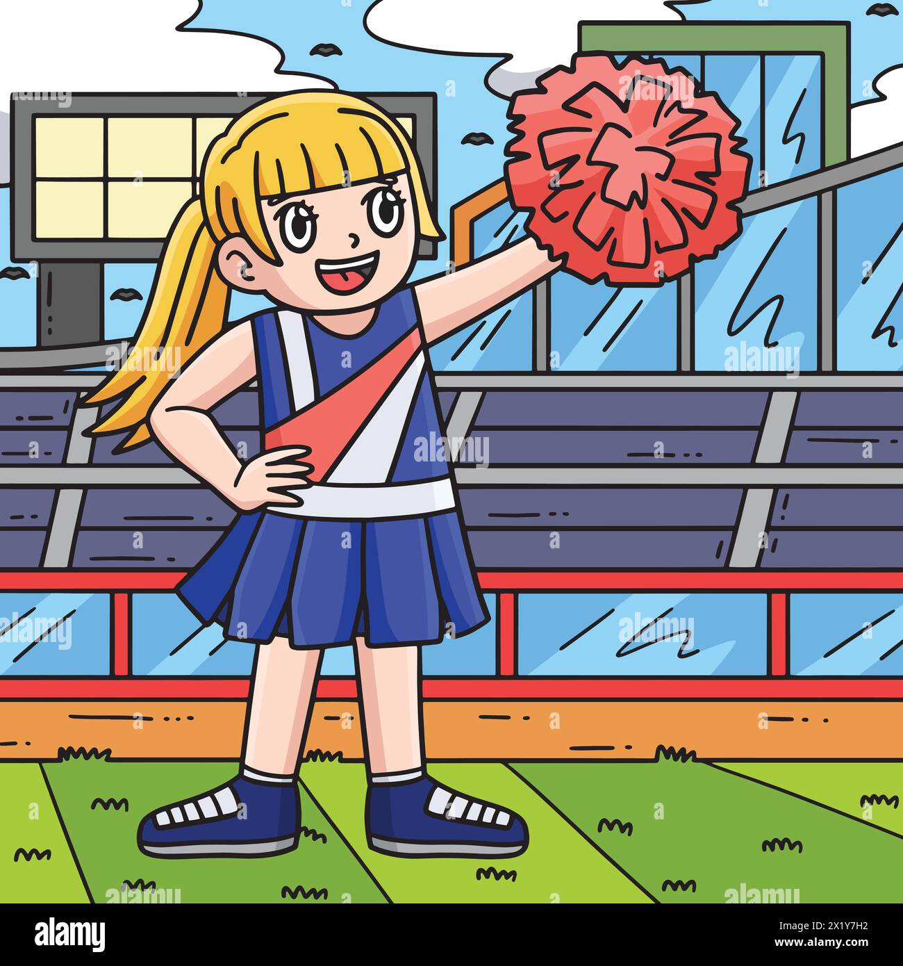 Cheerleading Girl Cheerleader Colored Cartoon Stock Vector Image & Art ...