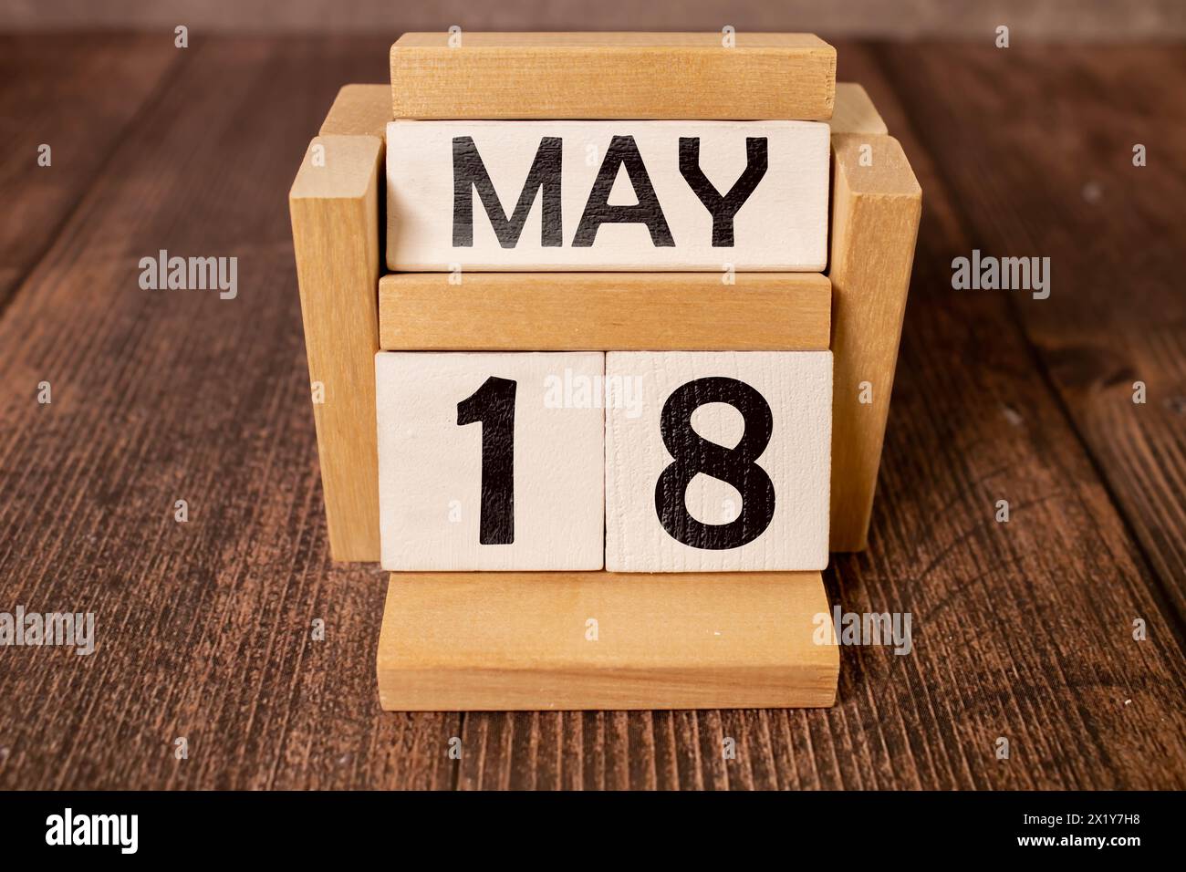 May 18 - from wooden blocks with letters, important date concept, white ...