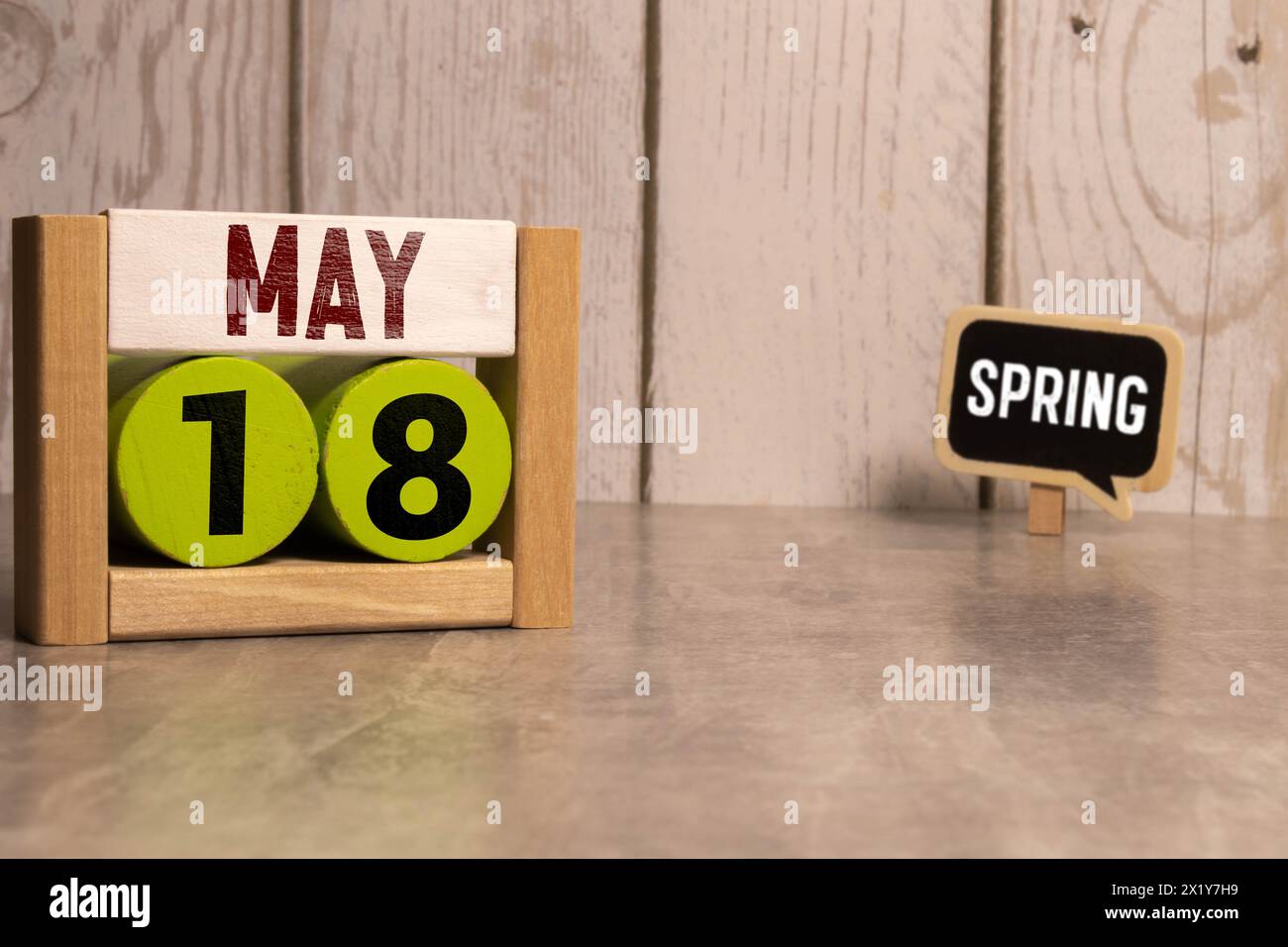 May 18 - from wooden blocks with letters, important date concept, white ...