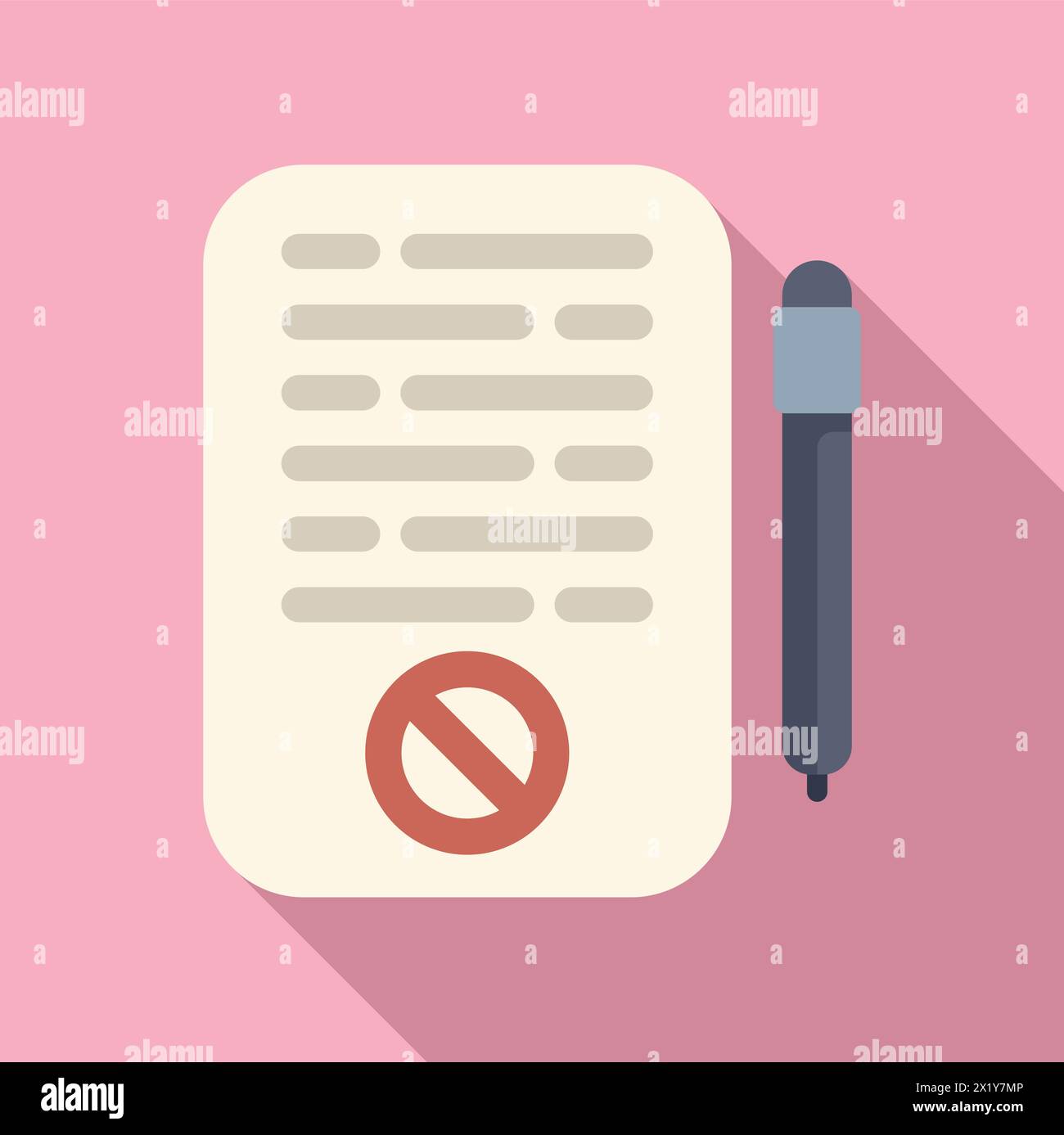 Pencil disclaimer paper icon flat vector. Document letter. Contract ...