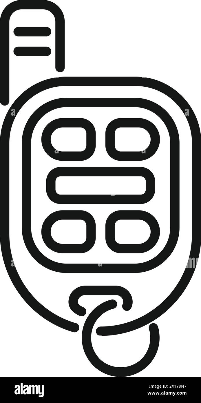 Access smart key icon outline vector. Alarm start. Secure drive digital ...