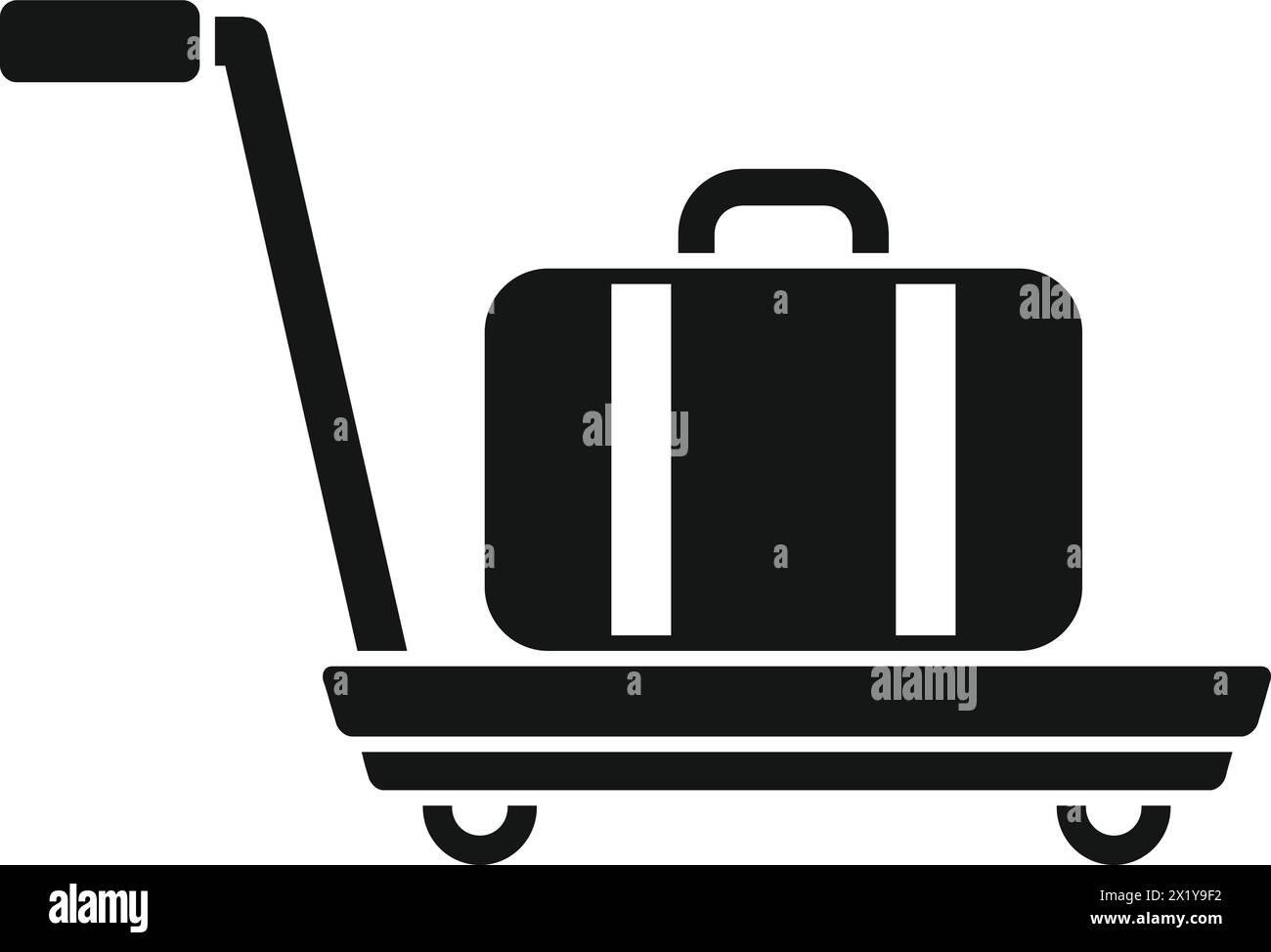 Support move luggage trolley icon simple vector. Security platform ...