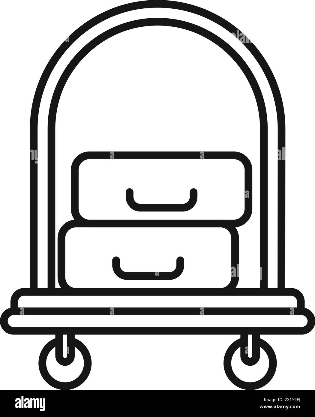 Moving trolley icon outline vector. Service storage. Vacation cart help ...