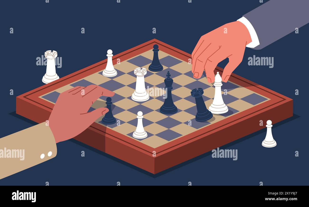 Human hands playing chess. Business strategy, beat opponent, pawns and ...