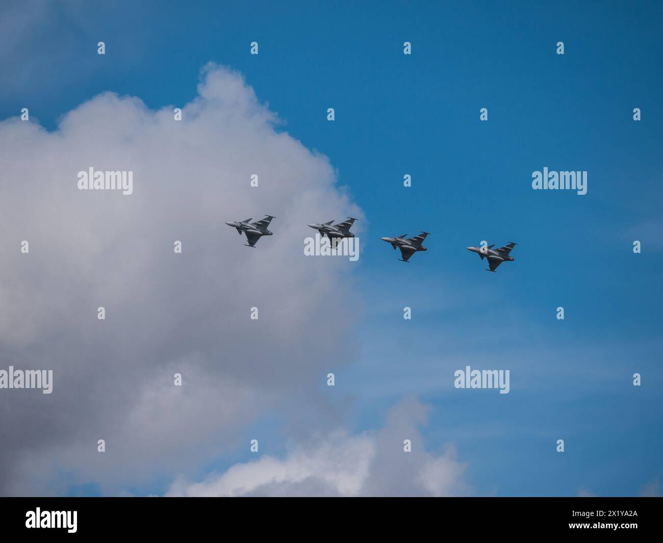 Swedish Airforce air show on F16 Ärna airfield, Uppsala Sweden. Four ...