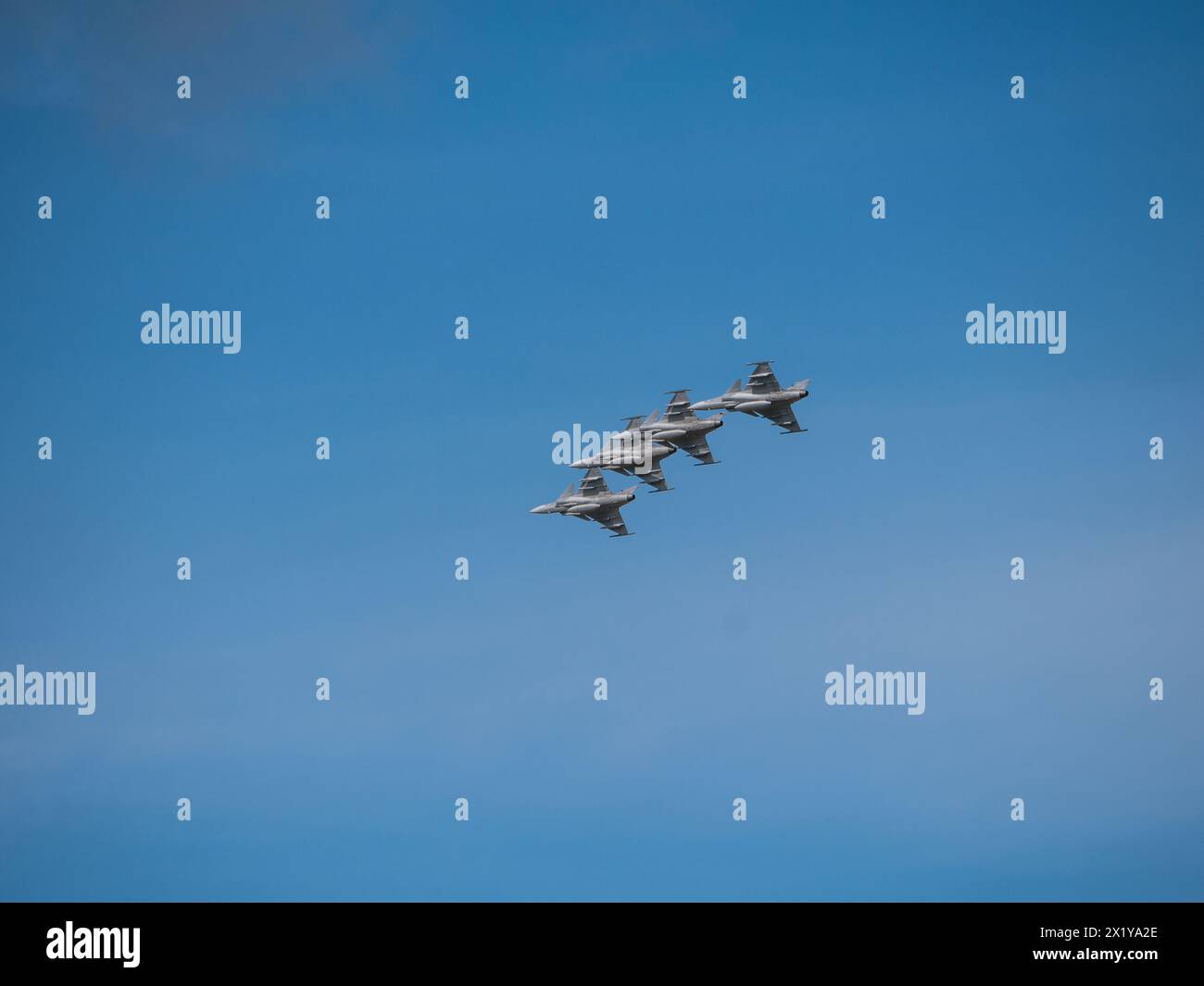 Swedish Airforce air show on F16 Ärna airfield, Uppsala Sweden. Four ...
