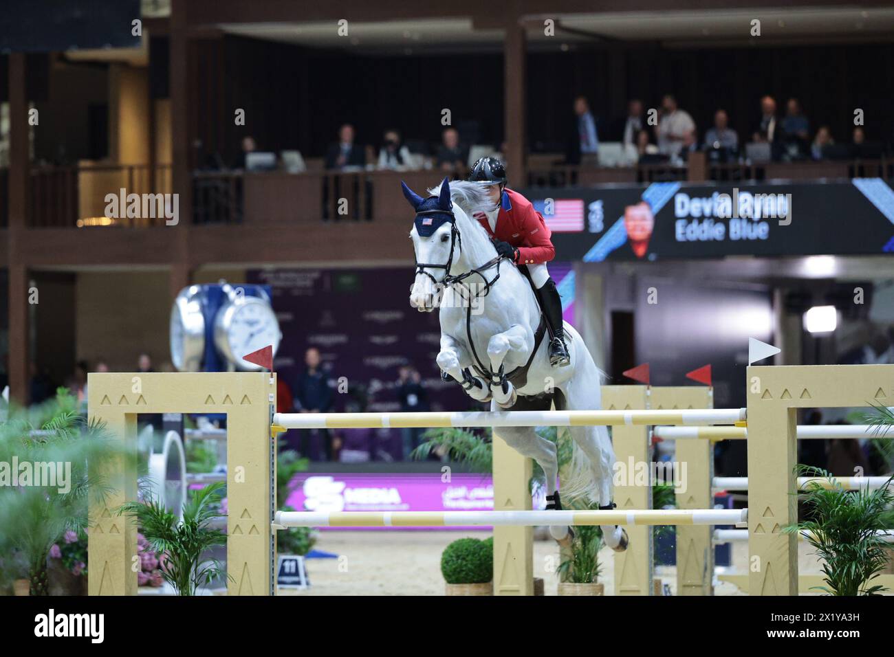 Devin Ryan of the United States with Eddie Blue during the Longines FEI ...