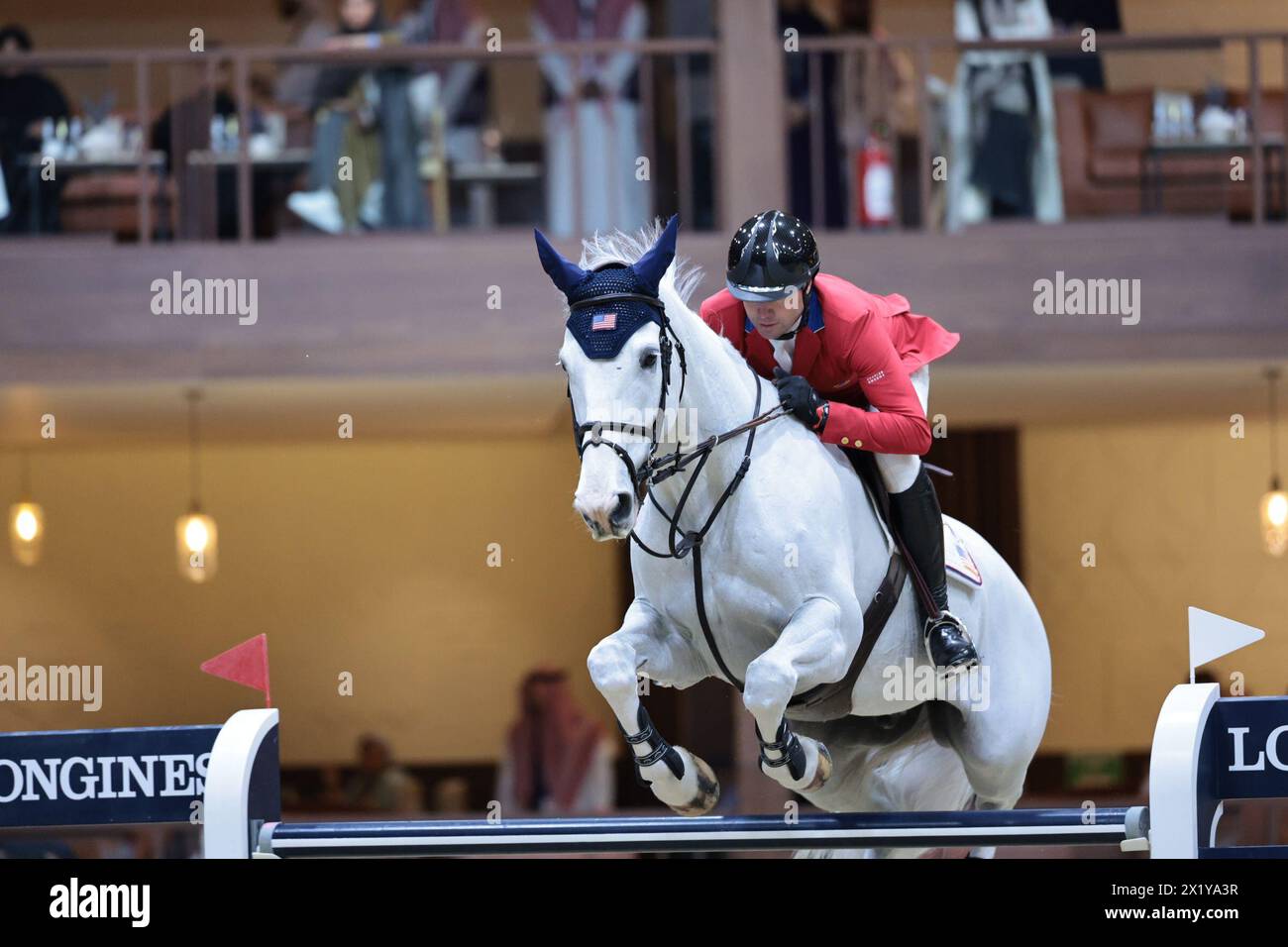 Devin Ryan of the United States with Eddie Blue during the Longines FEI ...