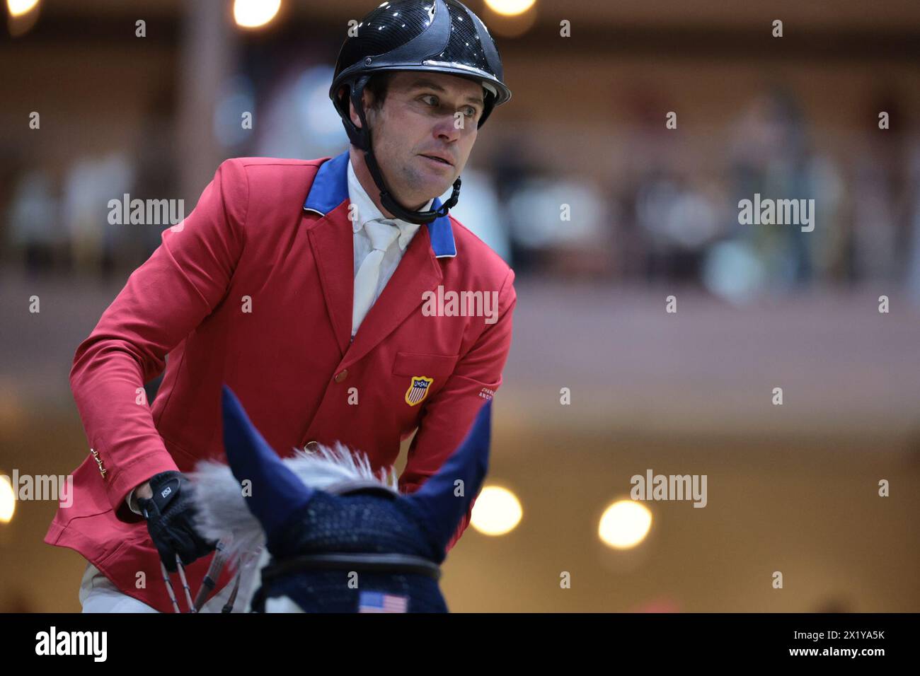 Devin Ryan of the United States with Eddie Blue during the Longines FEI ...