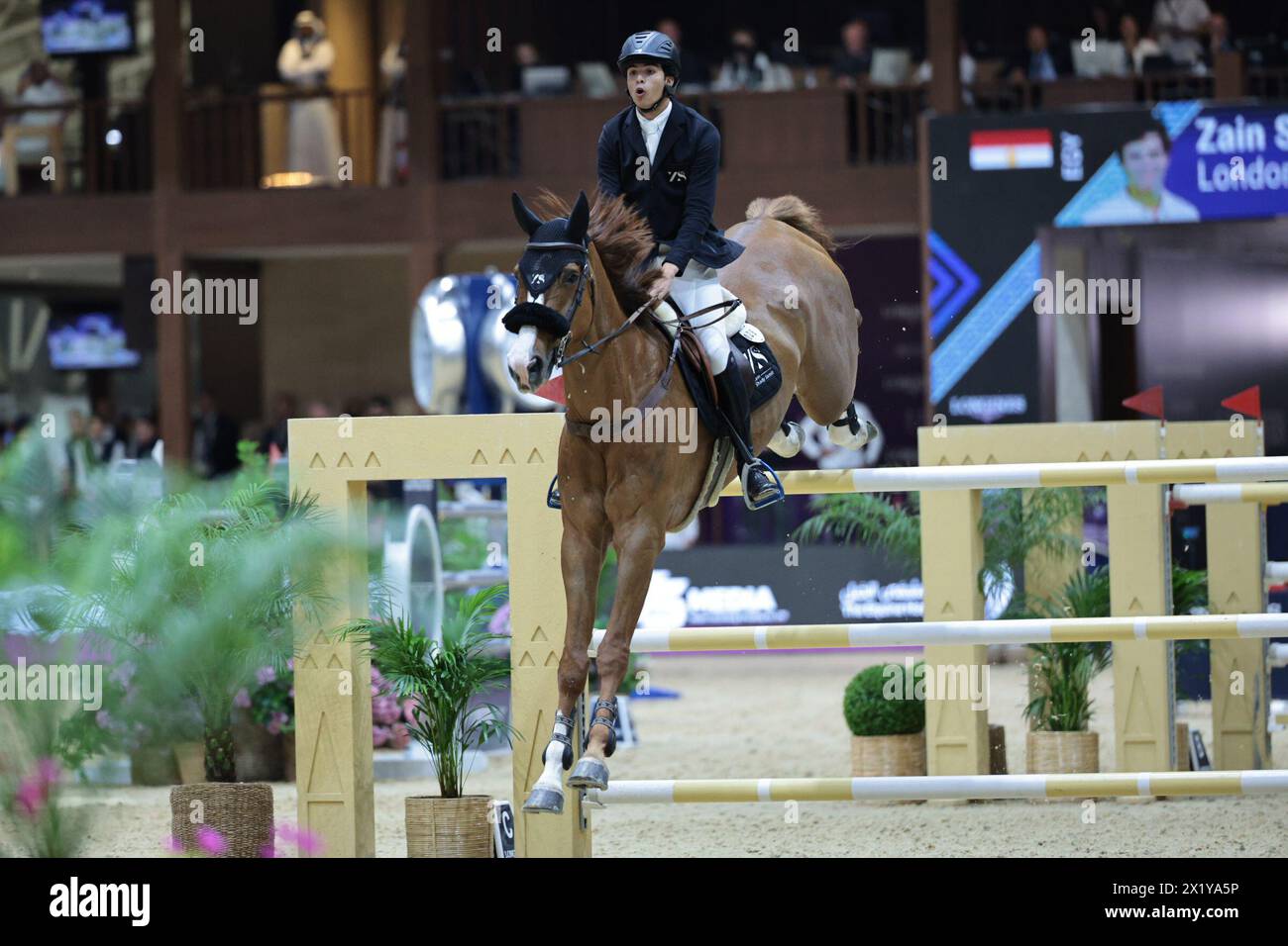 Zain Shady Samir of Egypt with London Eye during the Longines FEI ...