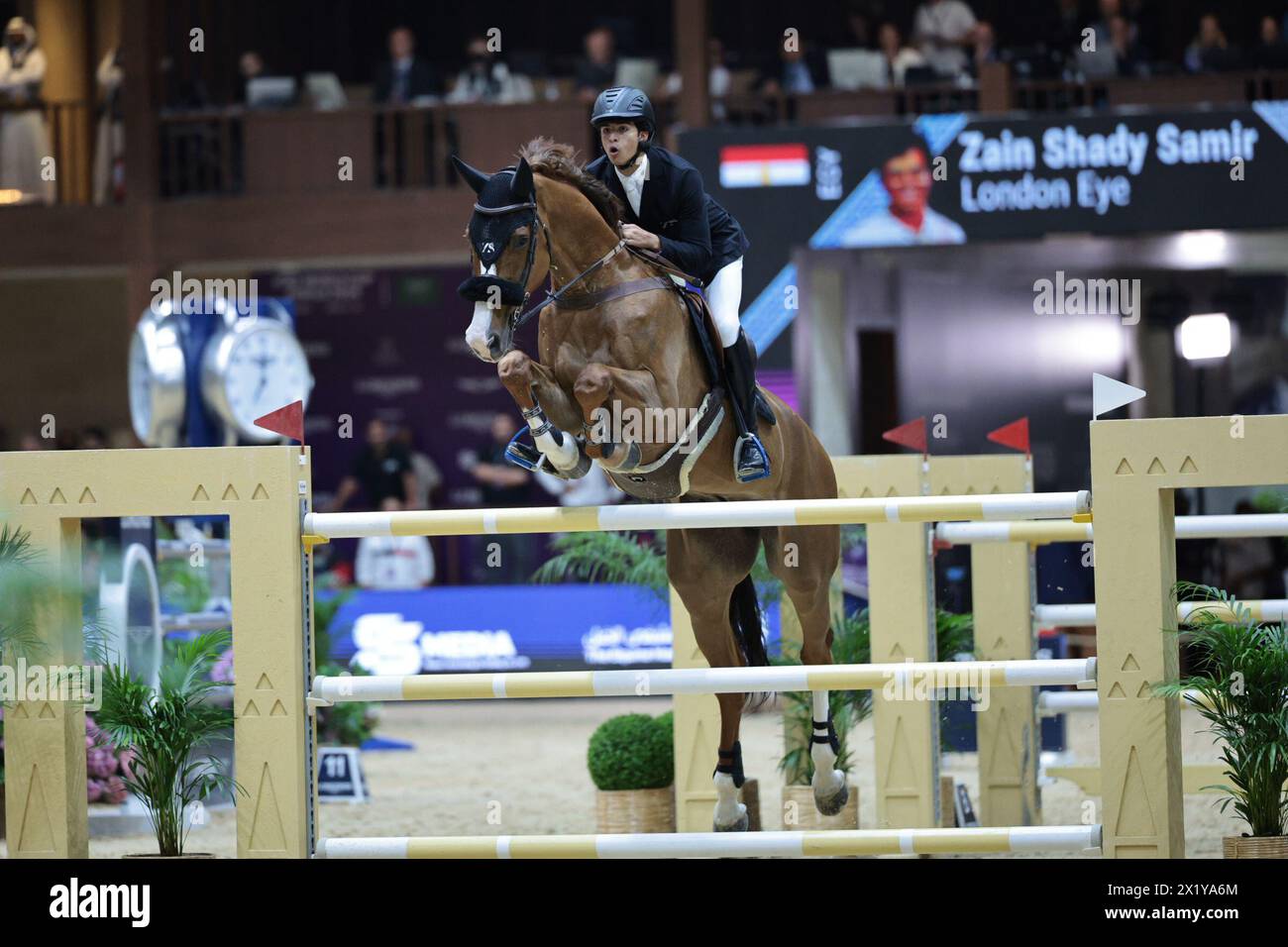 Zain Shady Samir of Egypt with London Eye during the Longines FEI ...