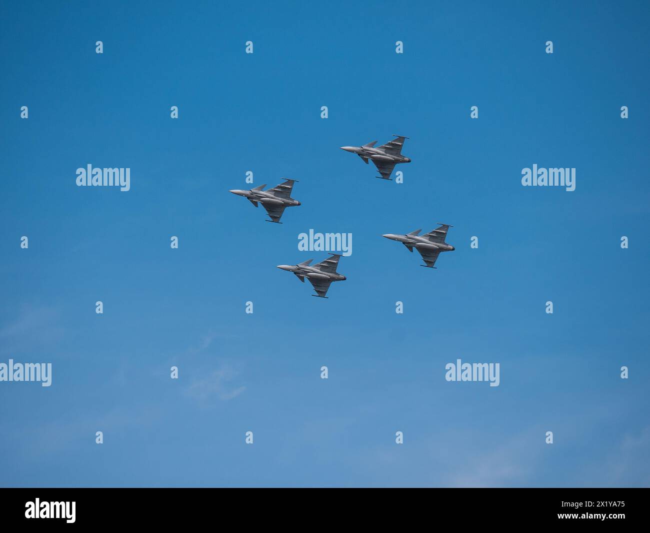 Swedish Airforce air show on F16 Ärna airfield, Uppsala Sweden. Four ...