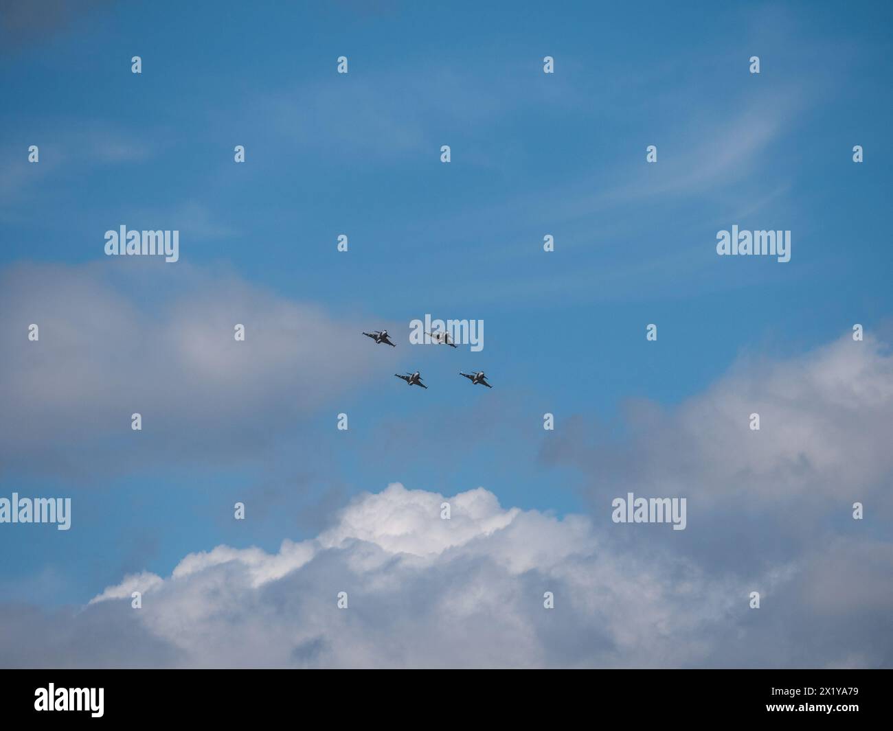 Swedish Airforce air show on F16 Ärna airfield, Uppsala Sweden. Four ...