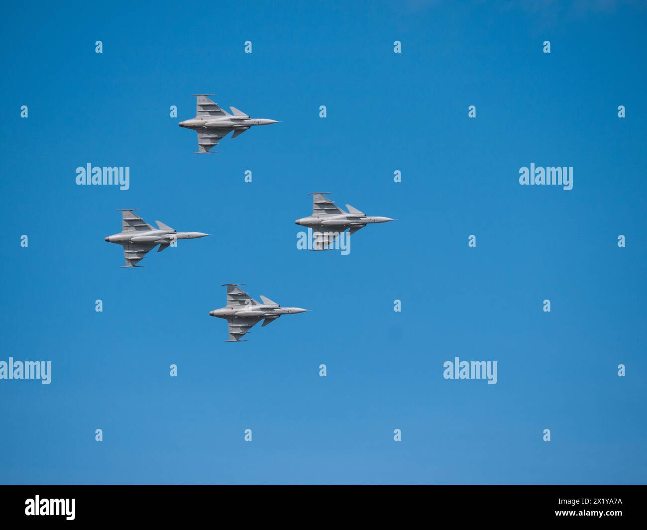 Swedish Airforce air show on F16 Ärna airfield, Uppsala Sweden. Four ...