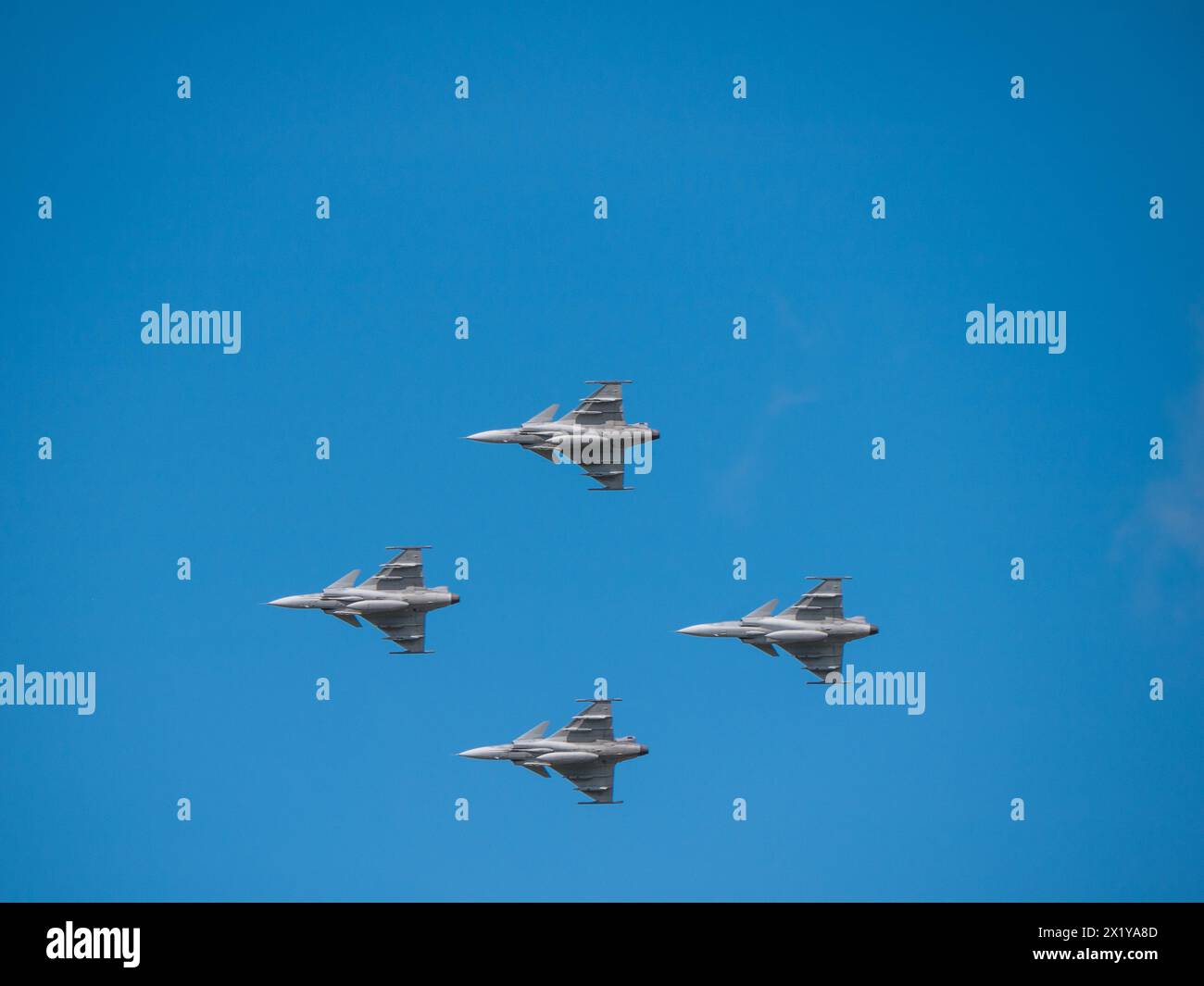Swedish Airforce air show on F16 Ärna airfield, Uppsala Sweden. Four ...