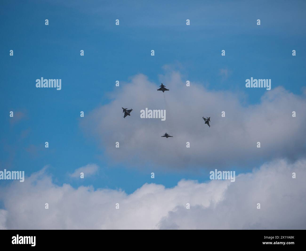 Swedish Airforce air show on F16 Ärna airfield, Uppsala Sweden. Four ...