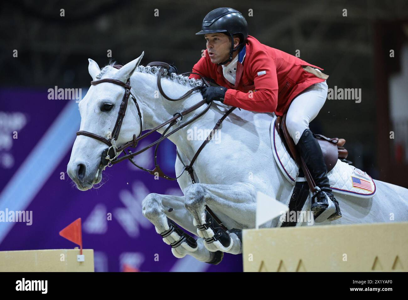 Kent Farrington of the United States with Greya during the Longines FEI ...