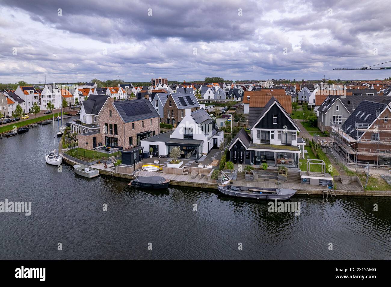 Aerial of De Knar recreational port at the Veluwemeer with pleasure ...