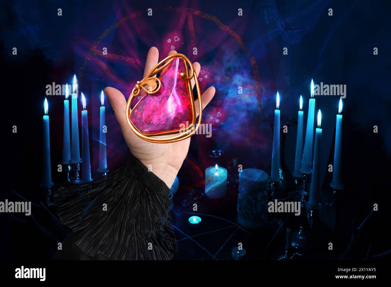 fortuneteller's hand explains the meaning of magical stone for fortune ...