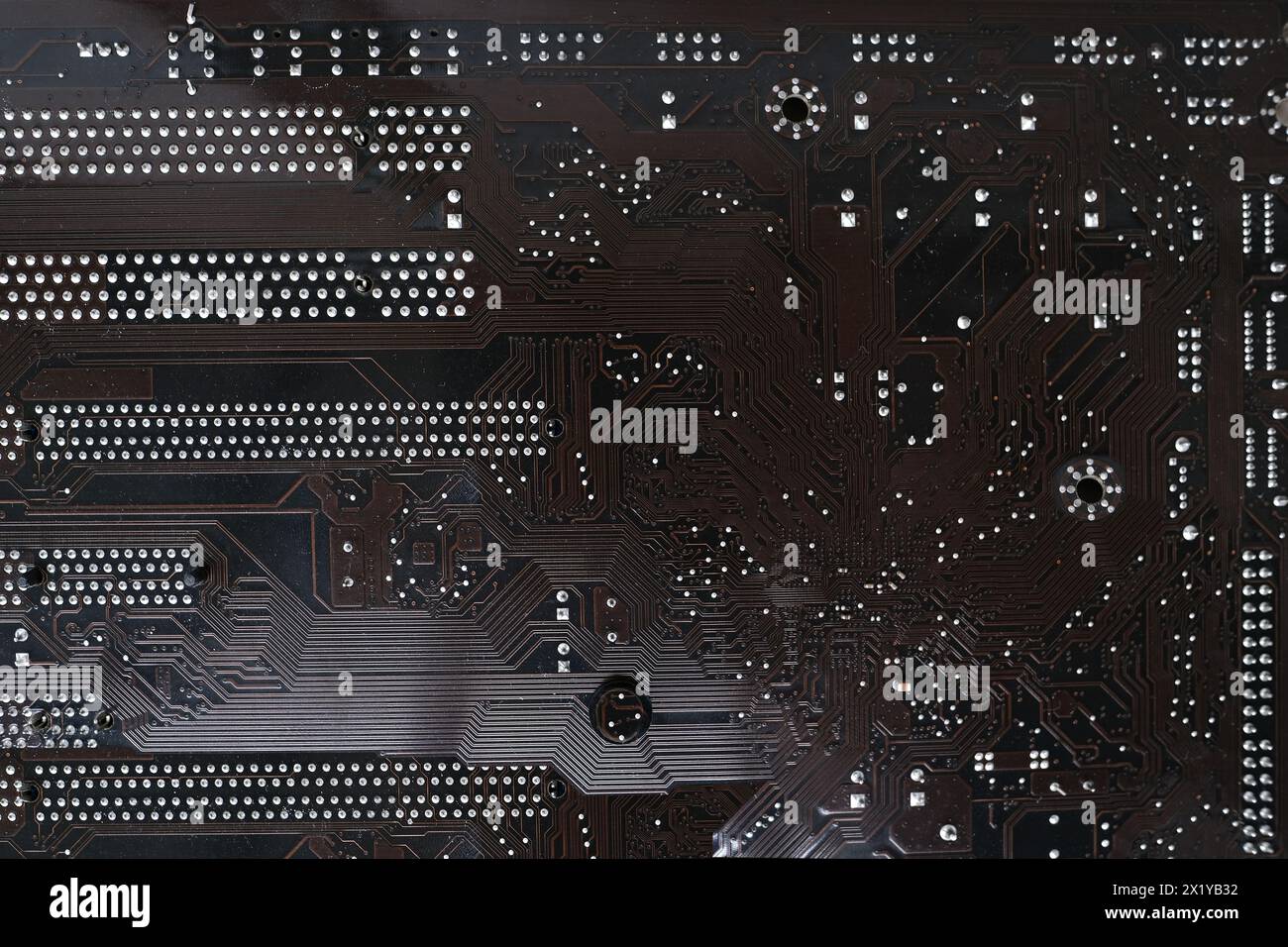 brown electronic printed circuit board, PCB with microelectronic ...
