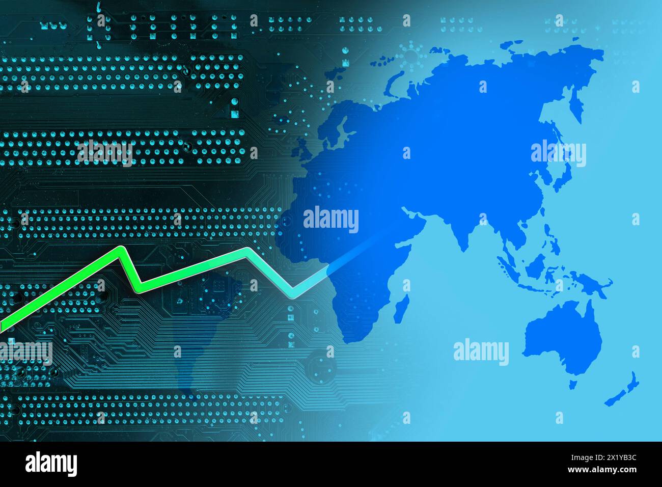 brown electronic printed circuit board, PCB with microelectronic ...