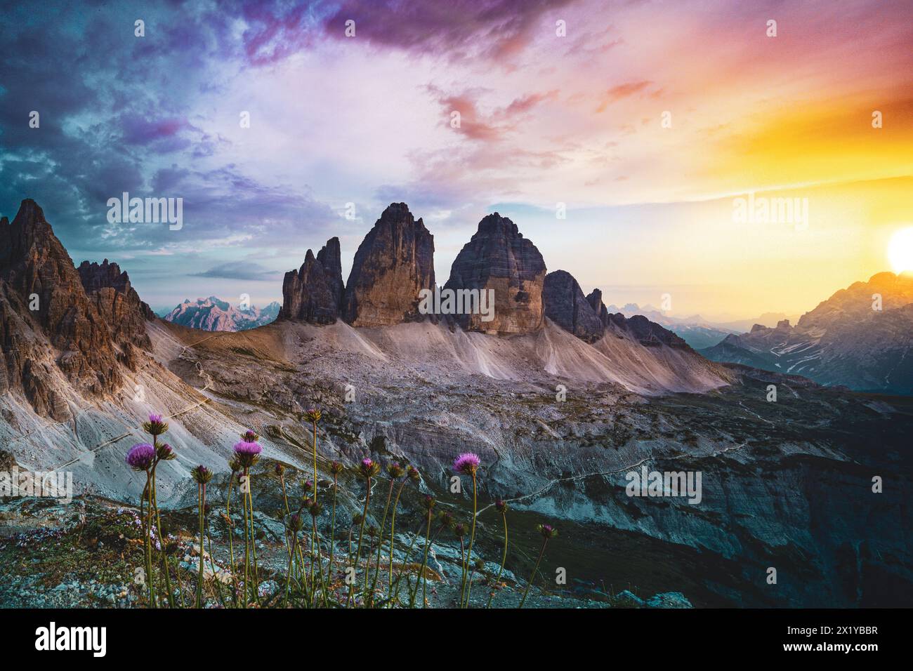 Description: Epic view from Sextner Stein on Monte Paterno and Tre Cime ...