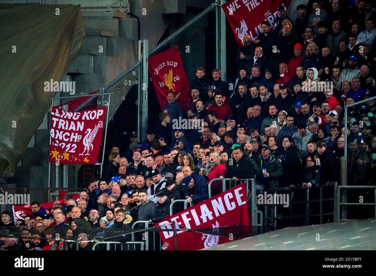 Liverpool fans in the stands during the UEFA Europa League, quarter ...