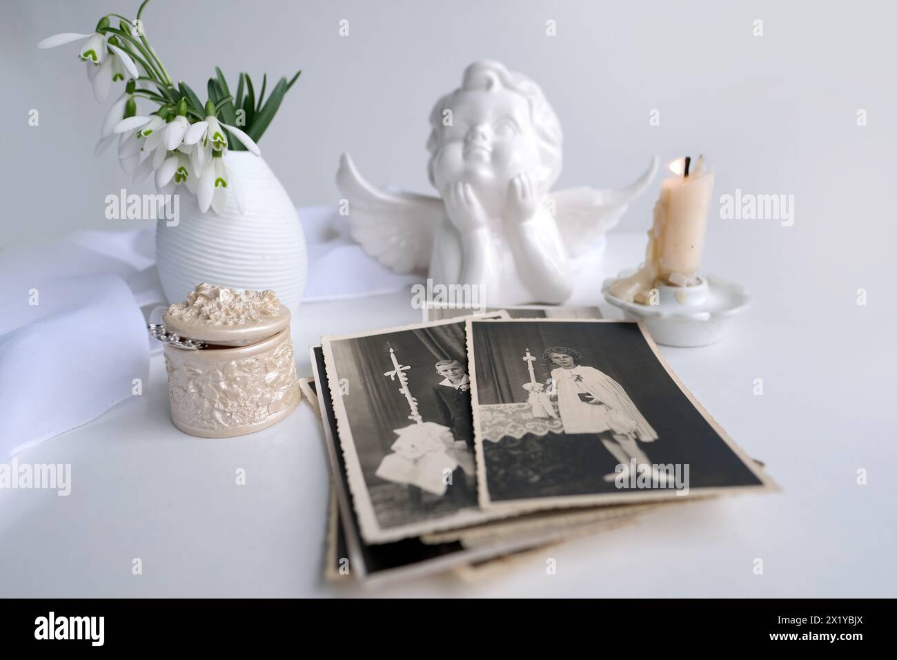 stack of vintage photos, pictures of children of first communion of ...