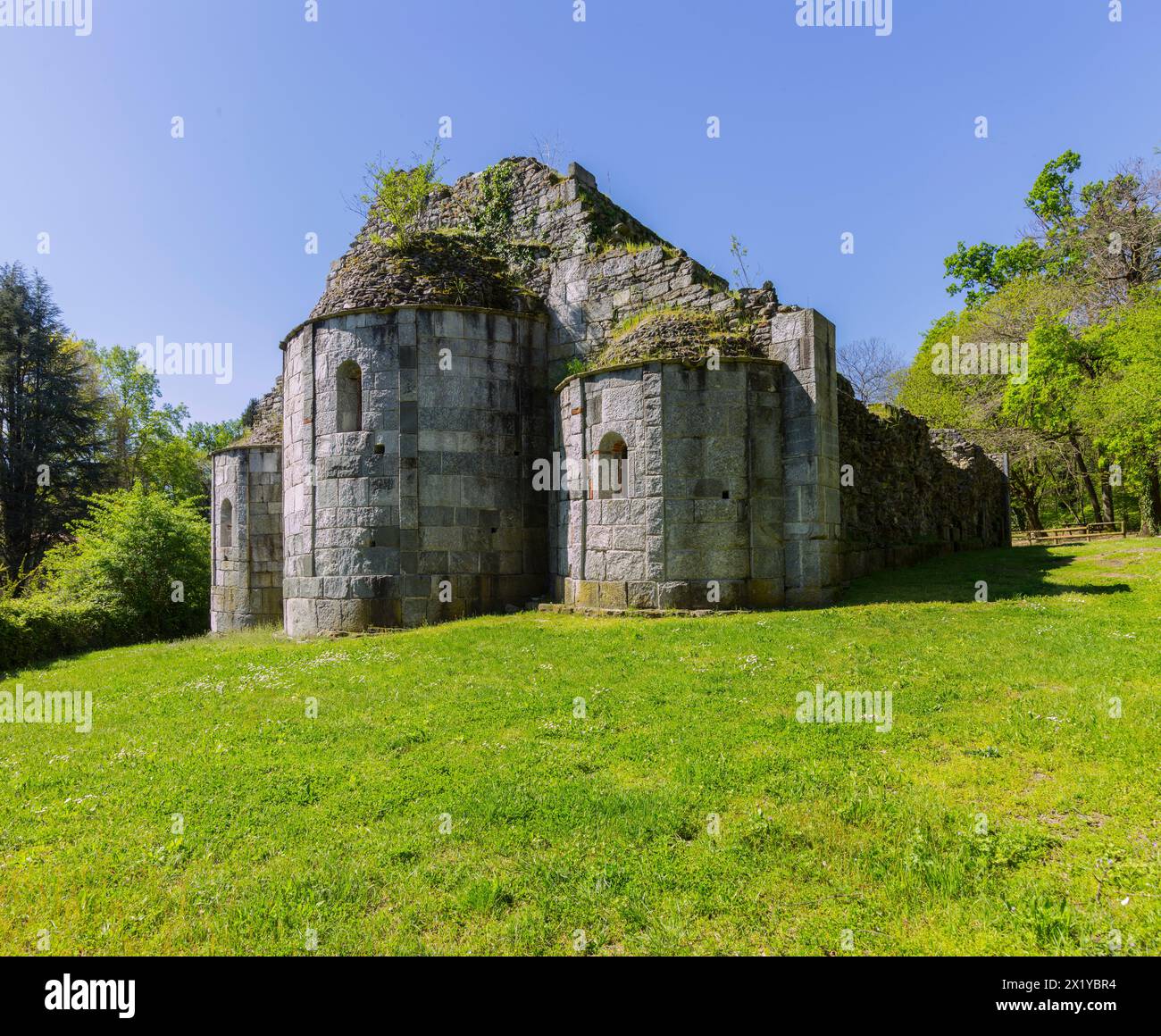 Gattico, Piedmont, Italy - April 17, 2024: Ruins of the parish church ...