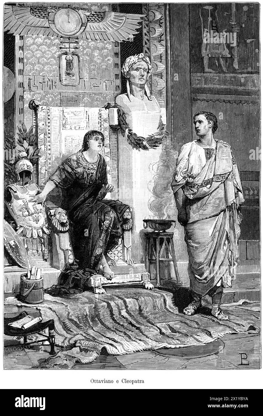 Ancient Rome, Roman Empire - Octavian Augustus and Cleopatra (Engraving ...