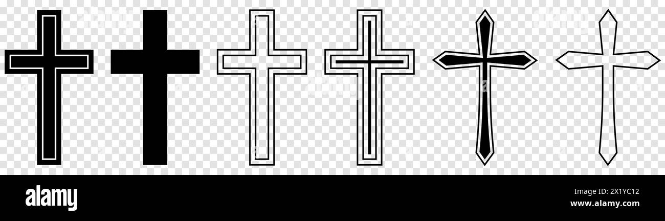 Christian cross icons. Religion concept isolated on transparent ...