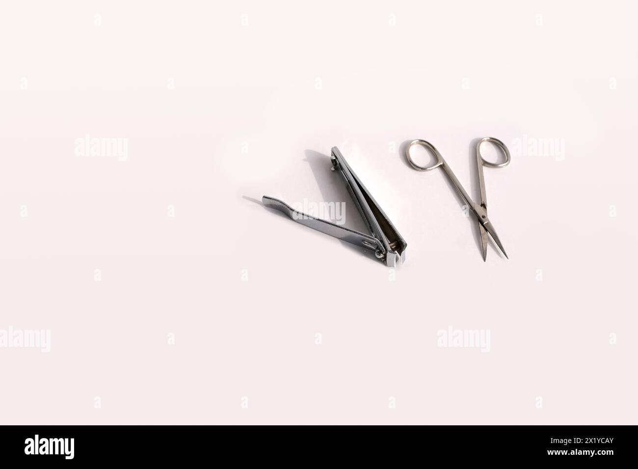 metal tools close-up, clippers, scissors, cutting nails, care, manicure ...