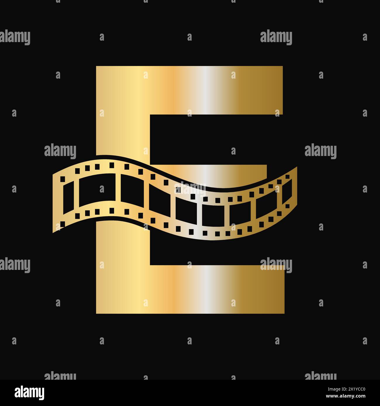 Letter E with Films Roll Symbol. Strip Film Logo For Movie Sign and ...