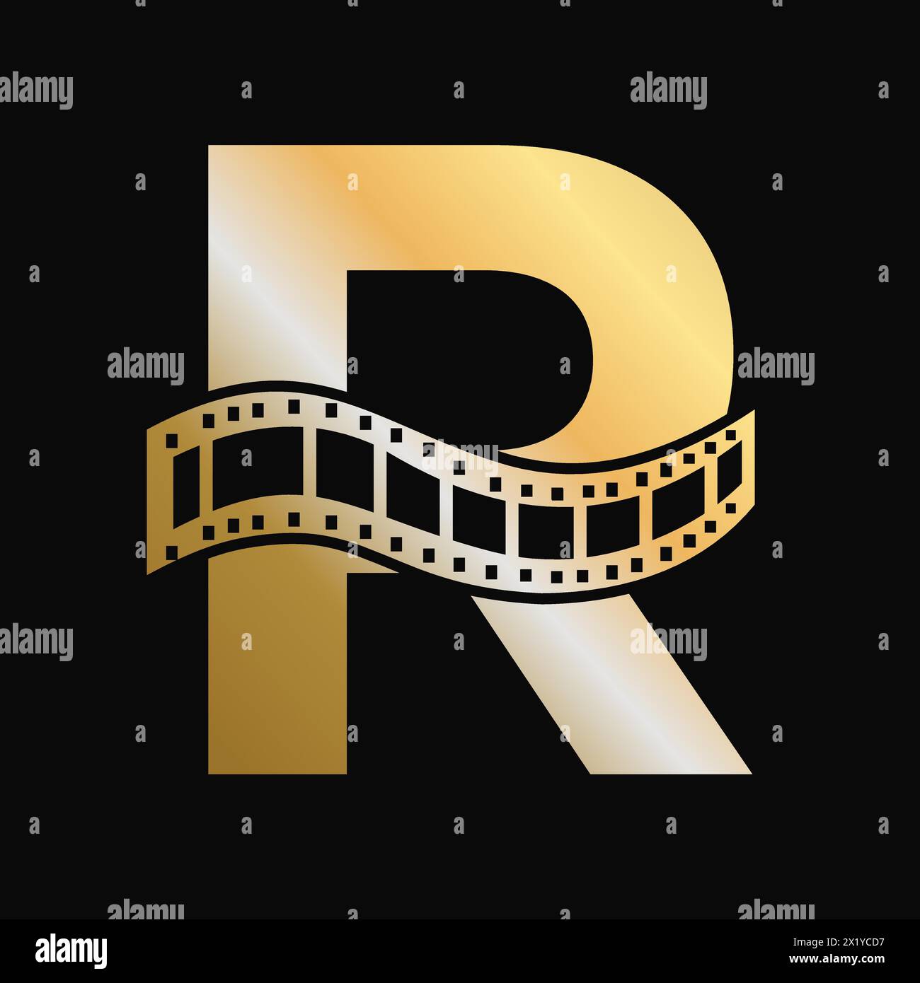 Letter R with Films Roll Symbol. Strip Film Logo For Movie Sign and ...