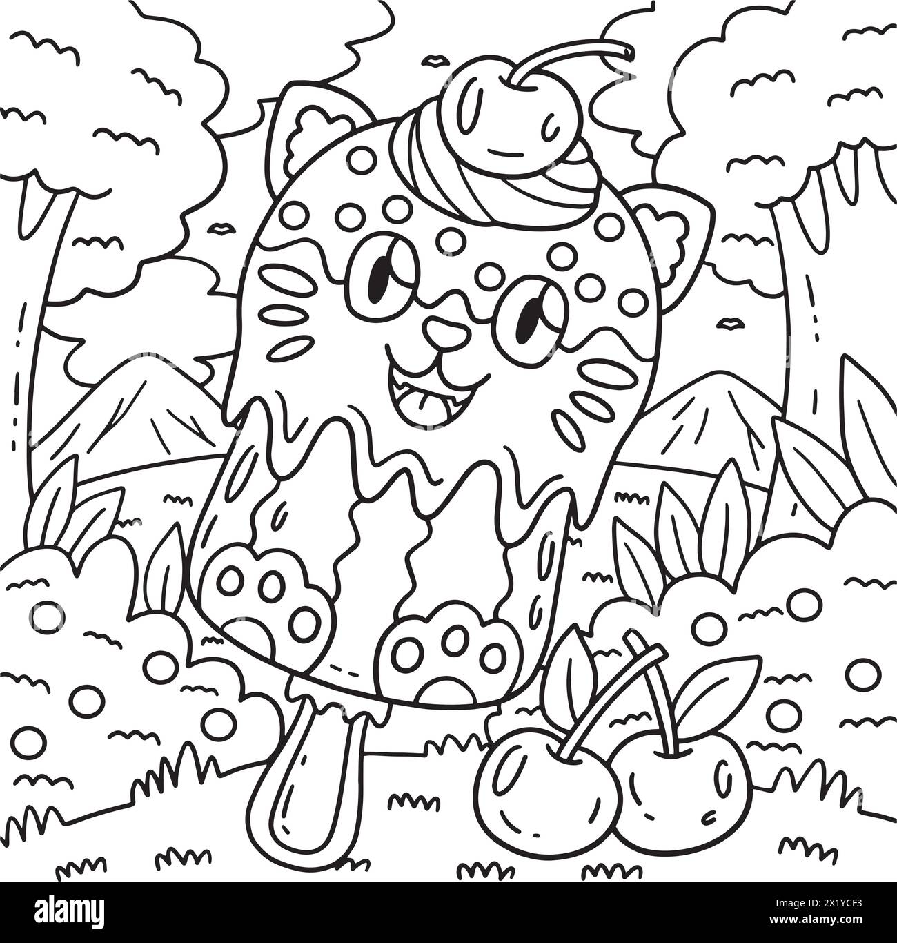 Ice Cream Cat Popsicle Coloring Page for Kids Stock Vector Image & Art ...