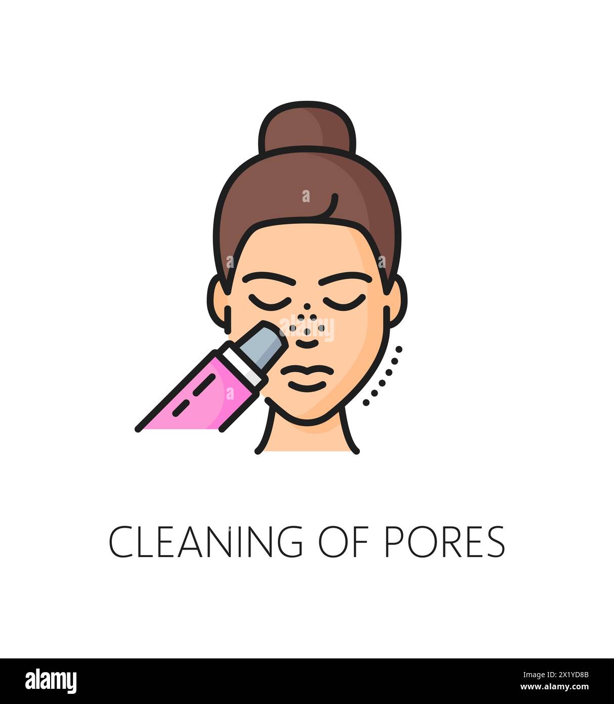 Cosmetology and mesotherapy, face skin pores cleaning line color icon ...