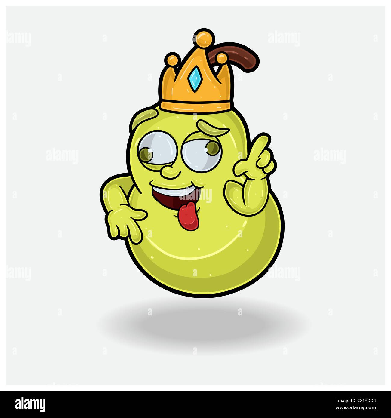 Crazy expression with Pear Fruit Crown Mascot Character Cartoon. Vector ...