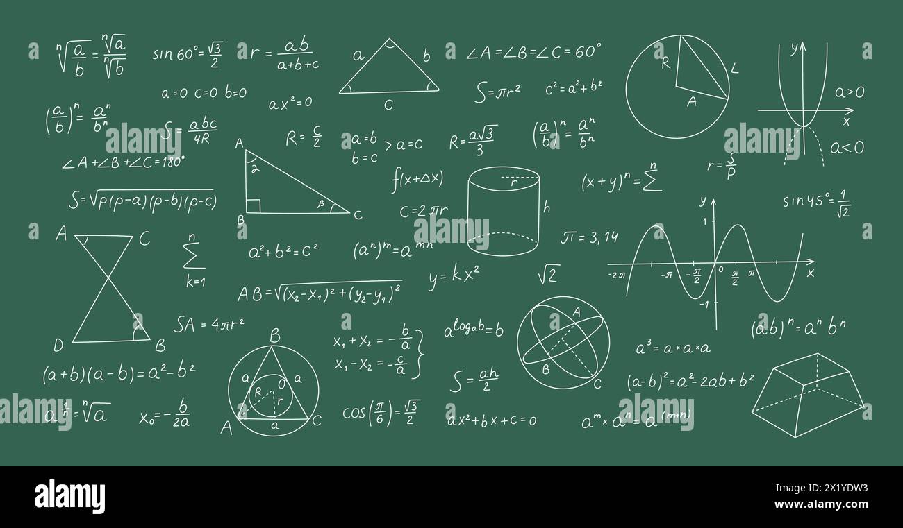 Doodle style math formulas. Hand drawn theory equations at blackboard ...