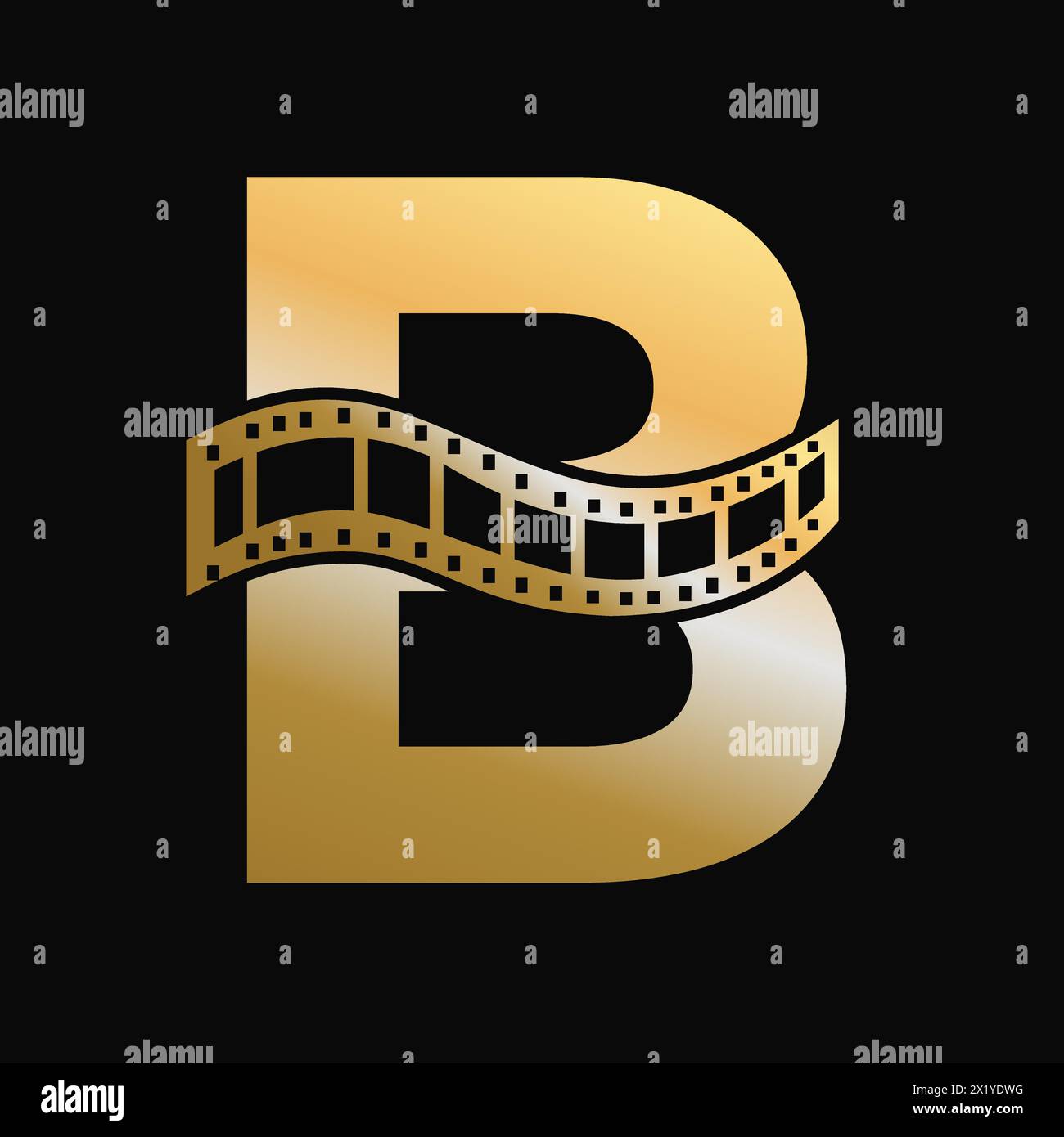 Letter B with Films Roll Symbol. Strip Film Logo For Movie Sign and ...