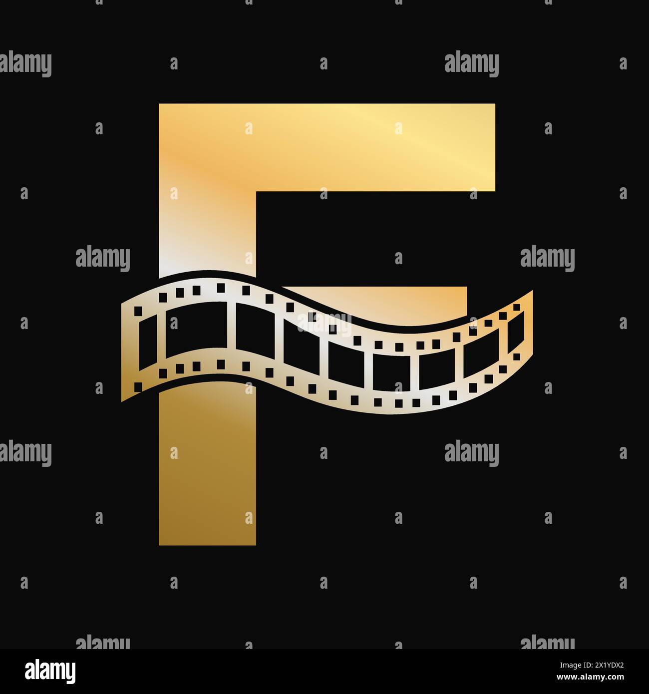 Letter F with Films Roll Symbol. Strip Film Logo For Movie Sign and ...
