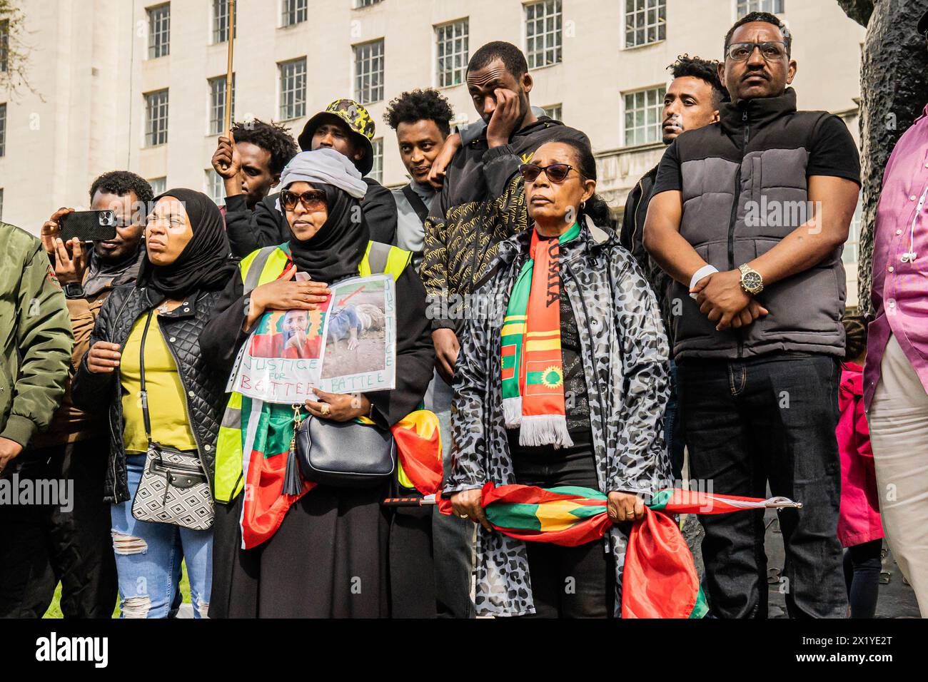London, England, USA. 18th Apr, 2024. A group of Ethiopian citizens in ...
