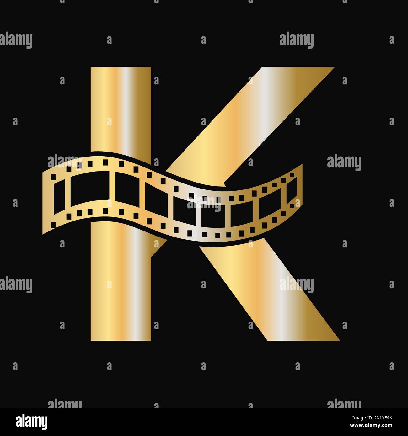 Letter K with Films Roll Symbol. Strip Film Logo For Movie Sign and ...