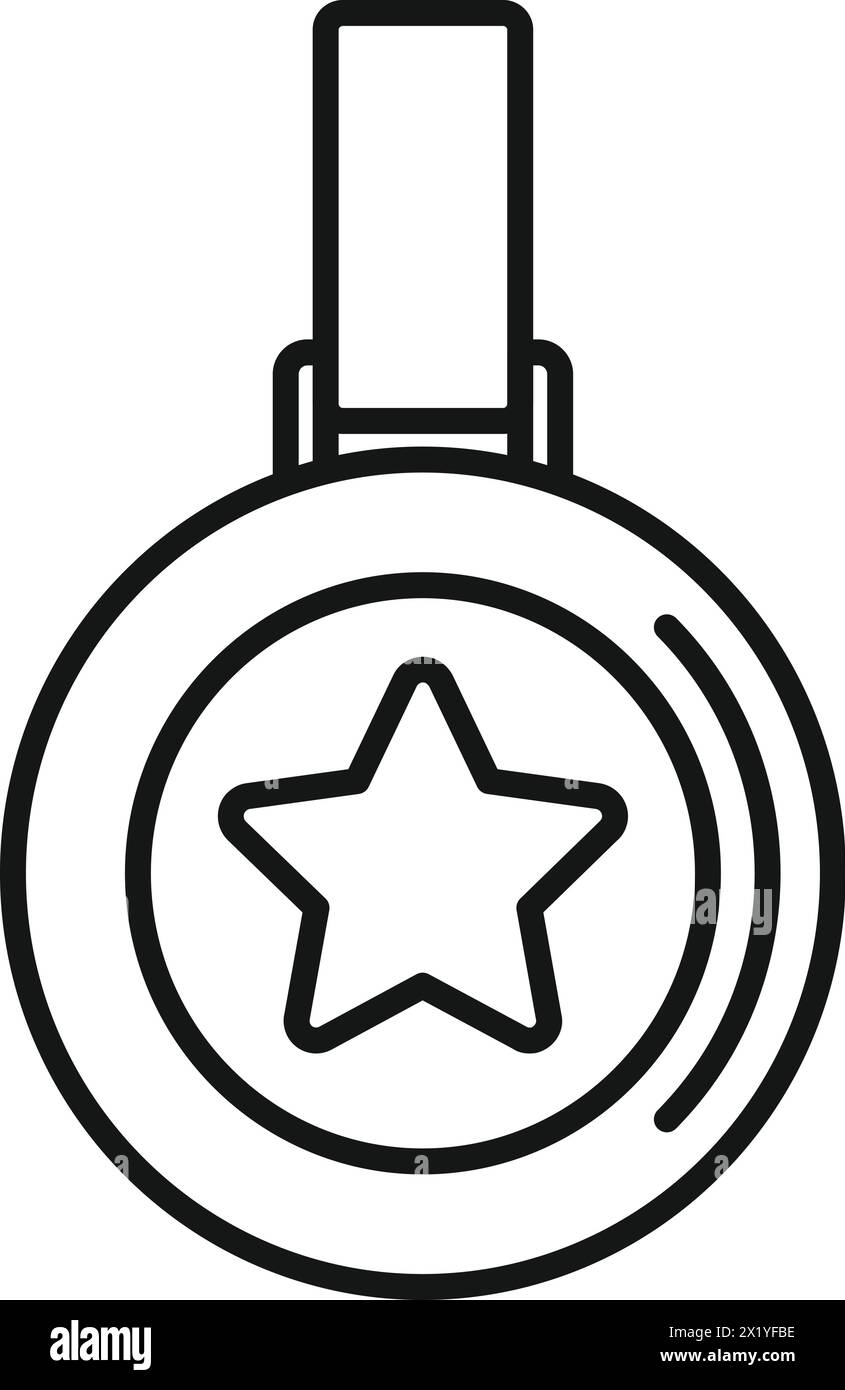 Gold leadership medal icon outline vector. Social prize. Stage media ...