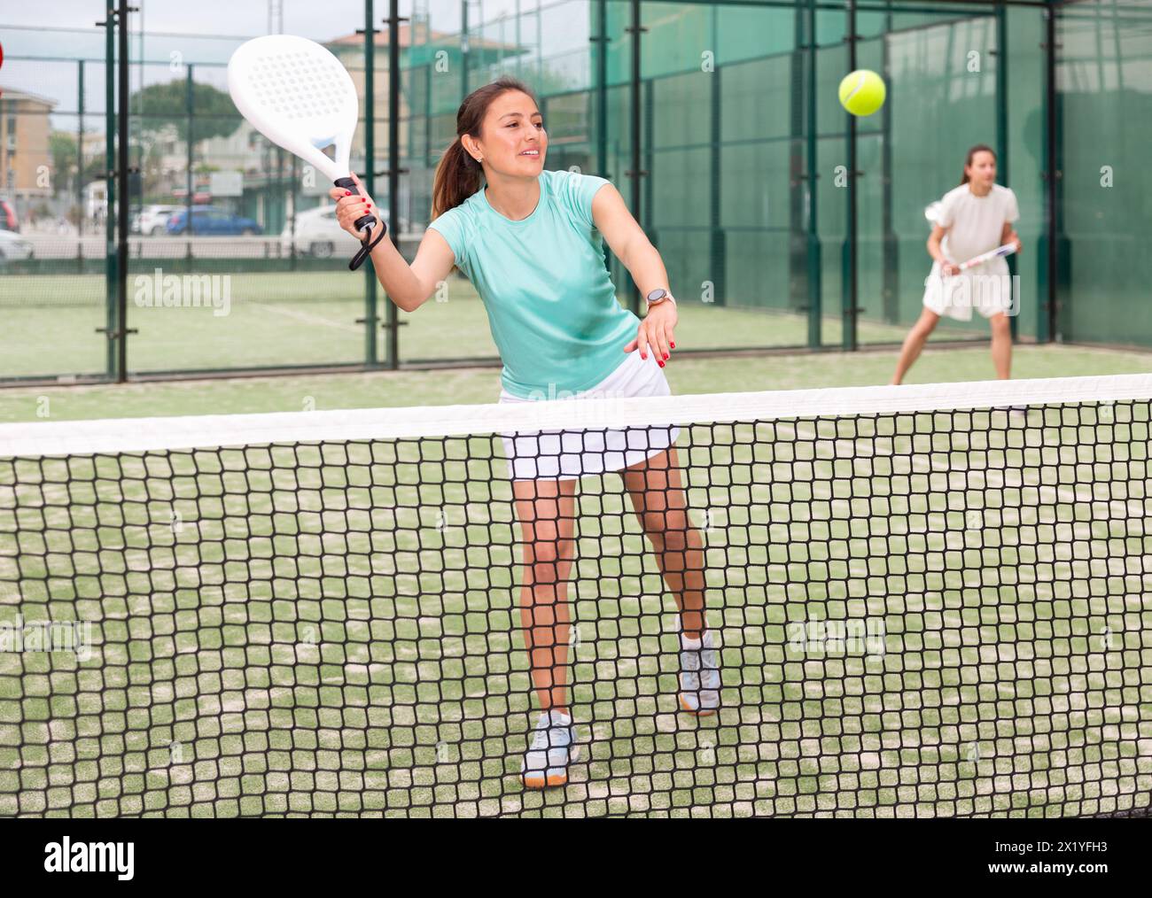 Team padel game on tennis court Stock Photo - Alamy