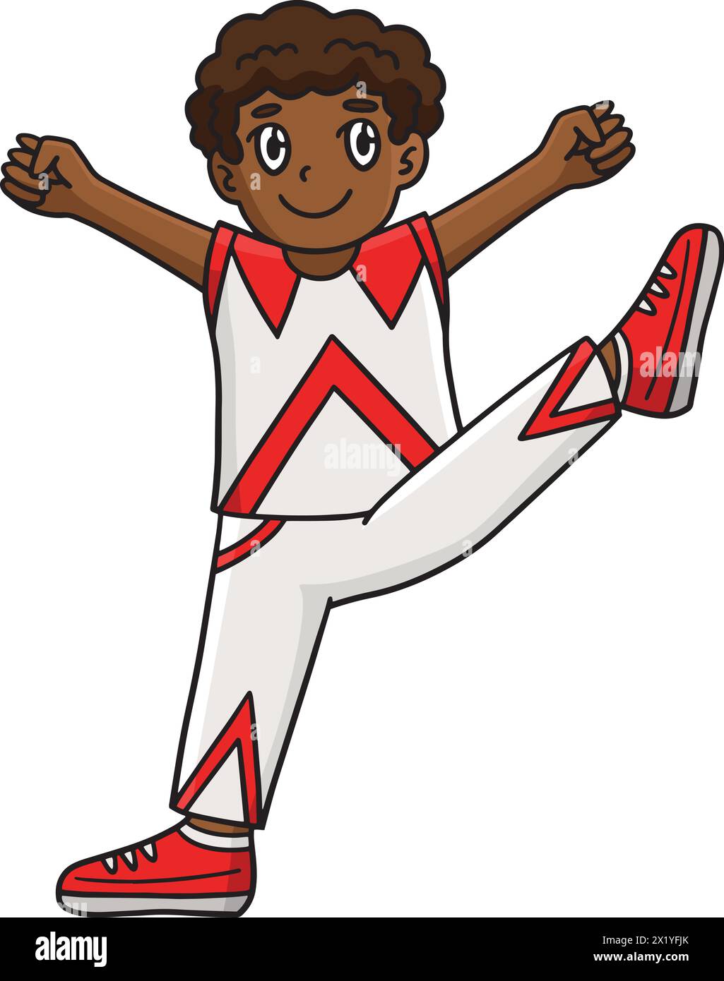 Cheerleader Boy Raising One Leg Cartoon Clipart Stock Vector Image ...